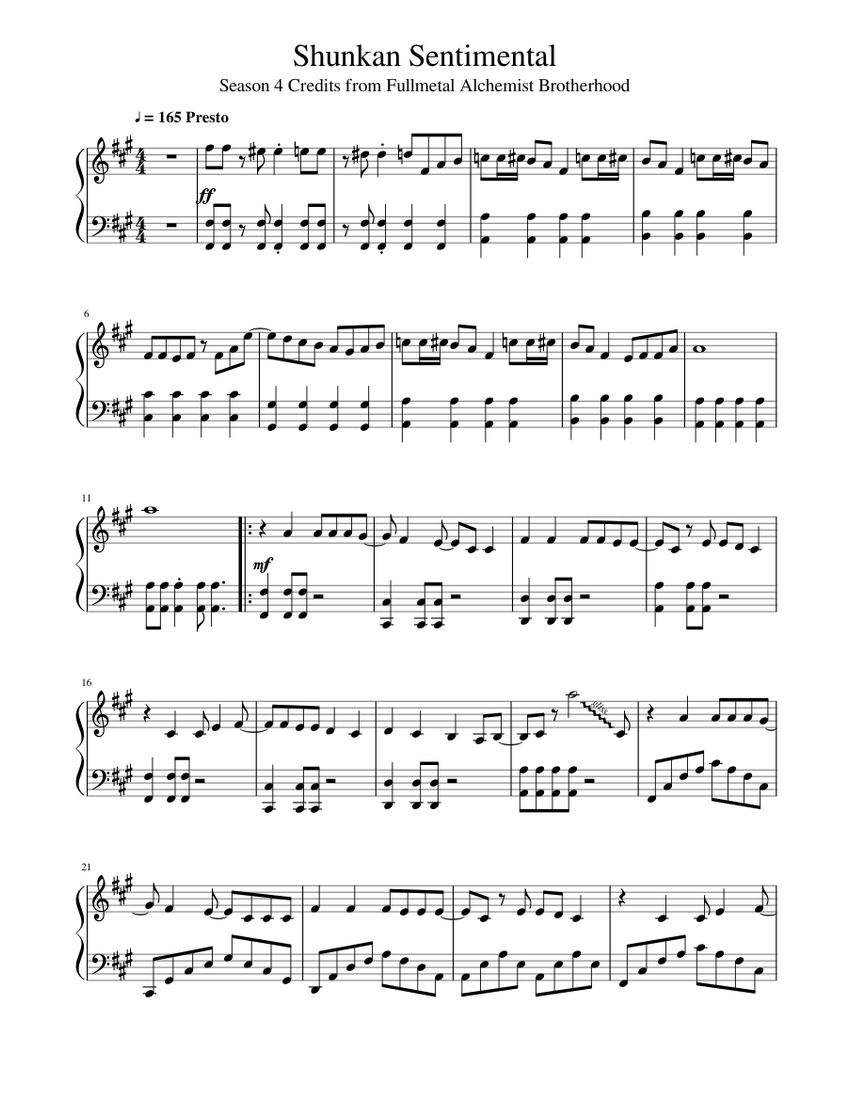 Shunkan Sentimental (piano) Sheet Music for Piano (Solo) | MuseScore.com