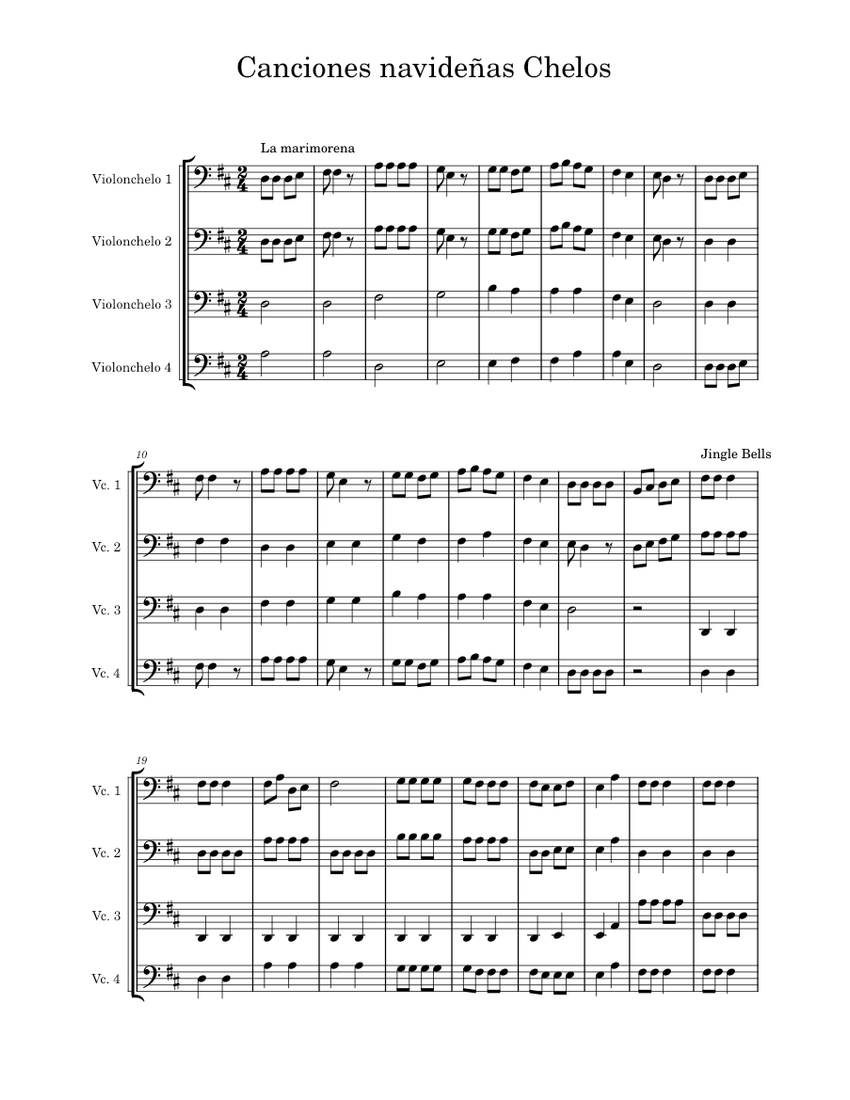 Canciones_Navideñas_chelos definitiva Sheet Music for Cello (String ...