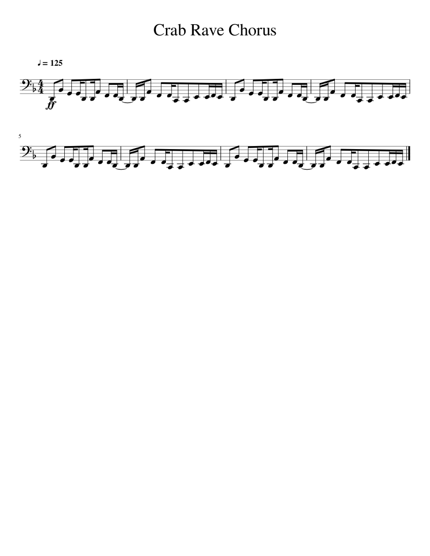 Crab Rave Chorus - Tuba Sheet Music for Tuba (Solo) | MuseScore.com