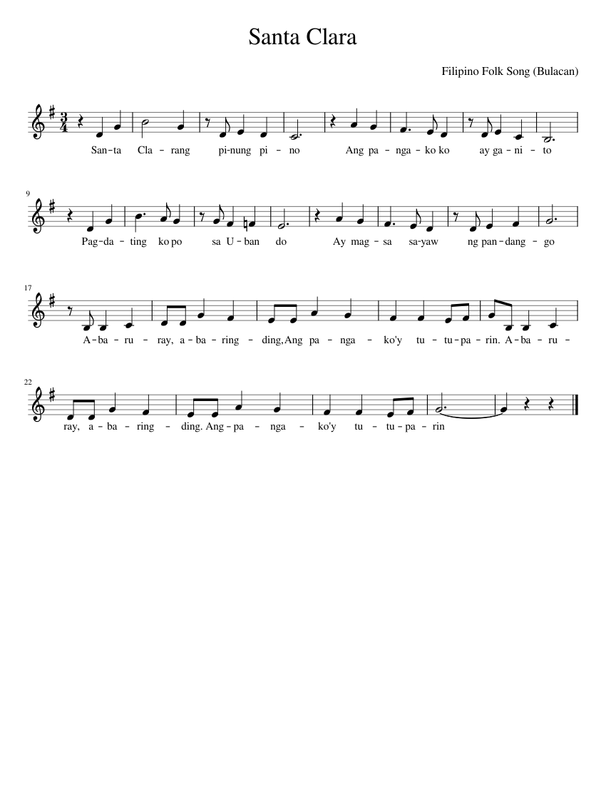 Santa Clara Sheet music for Piano (Solo) | Musescore.com