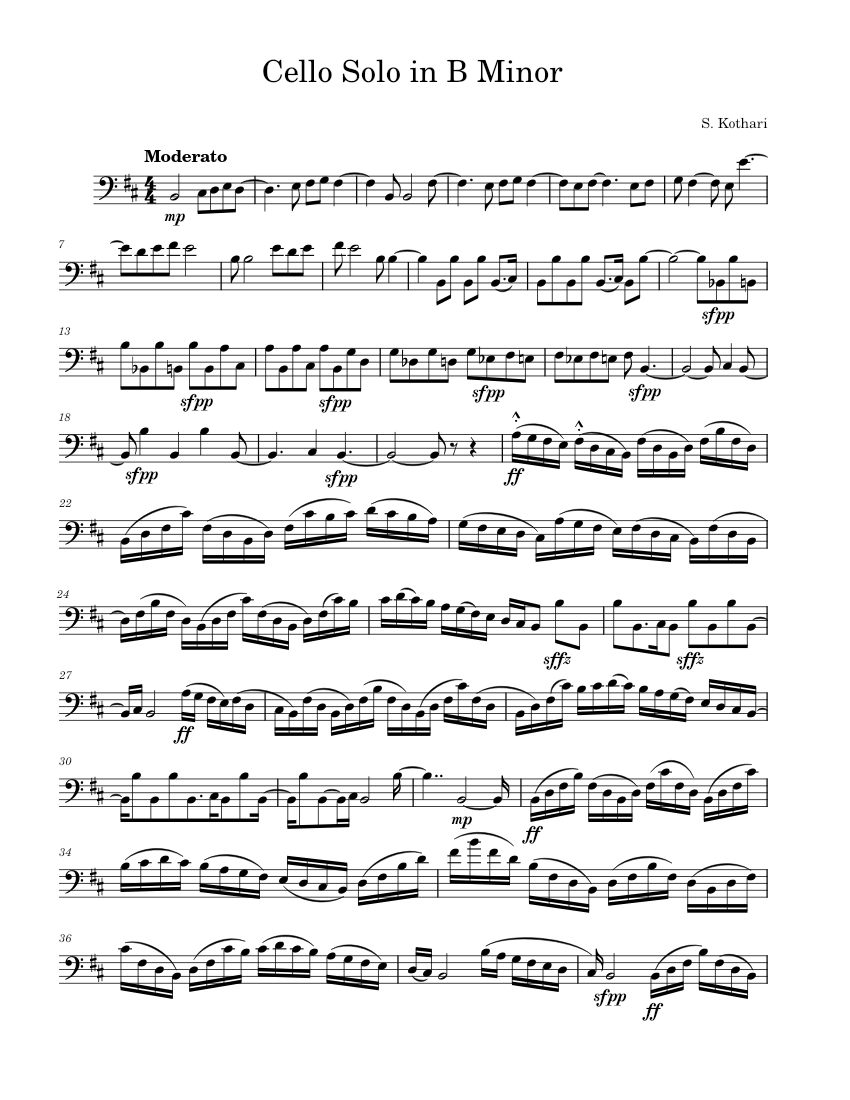 Cello Solo in B Minor Sheet Music for Cello (Solo) | MuseScore.com