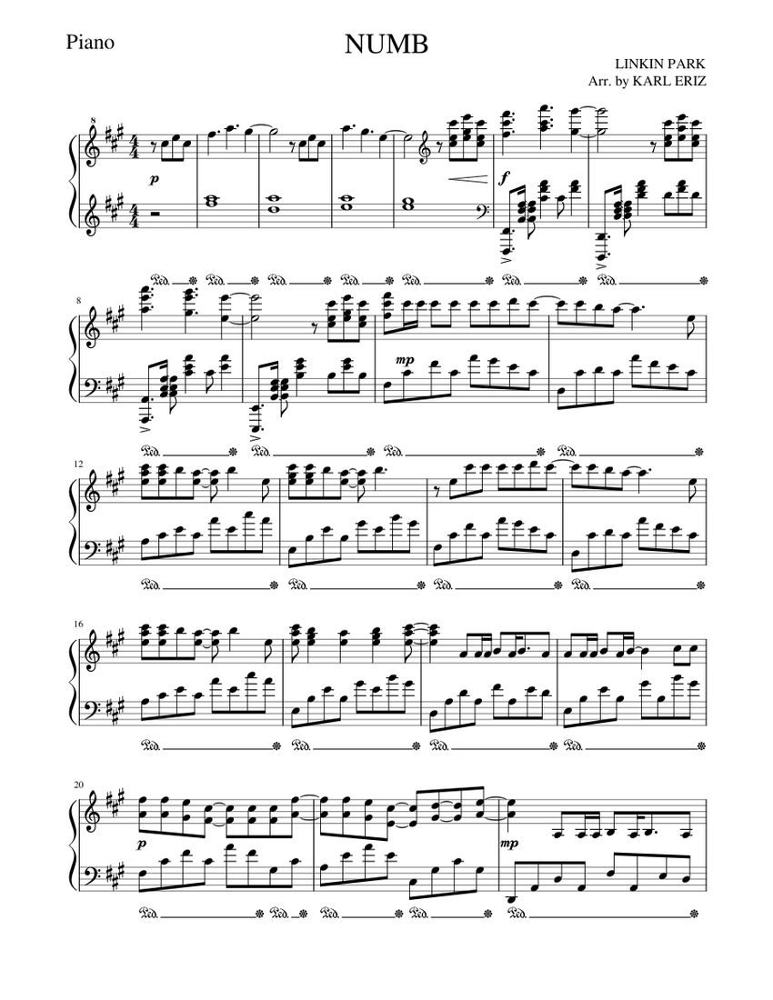 Numb - Linkin Park Sheet music for Piano (Solo) | Musescore.com