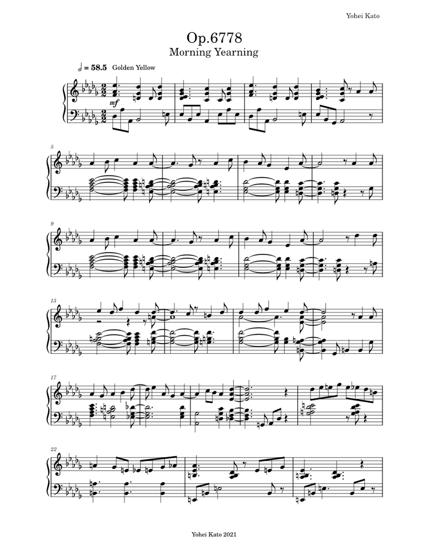 Op.6778 Morning Yearning Sheet music for Piano (Solo) | Musescore.com
