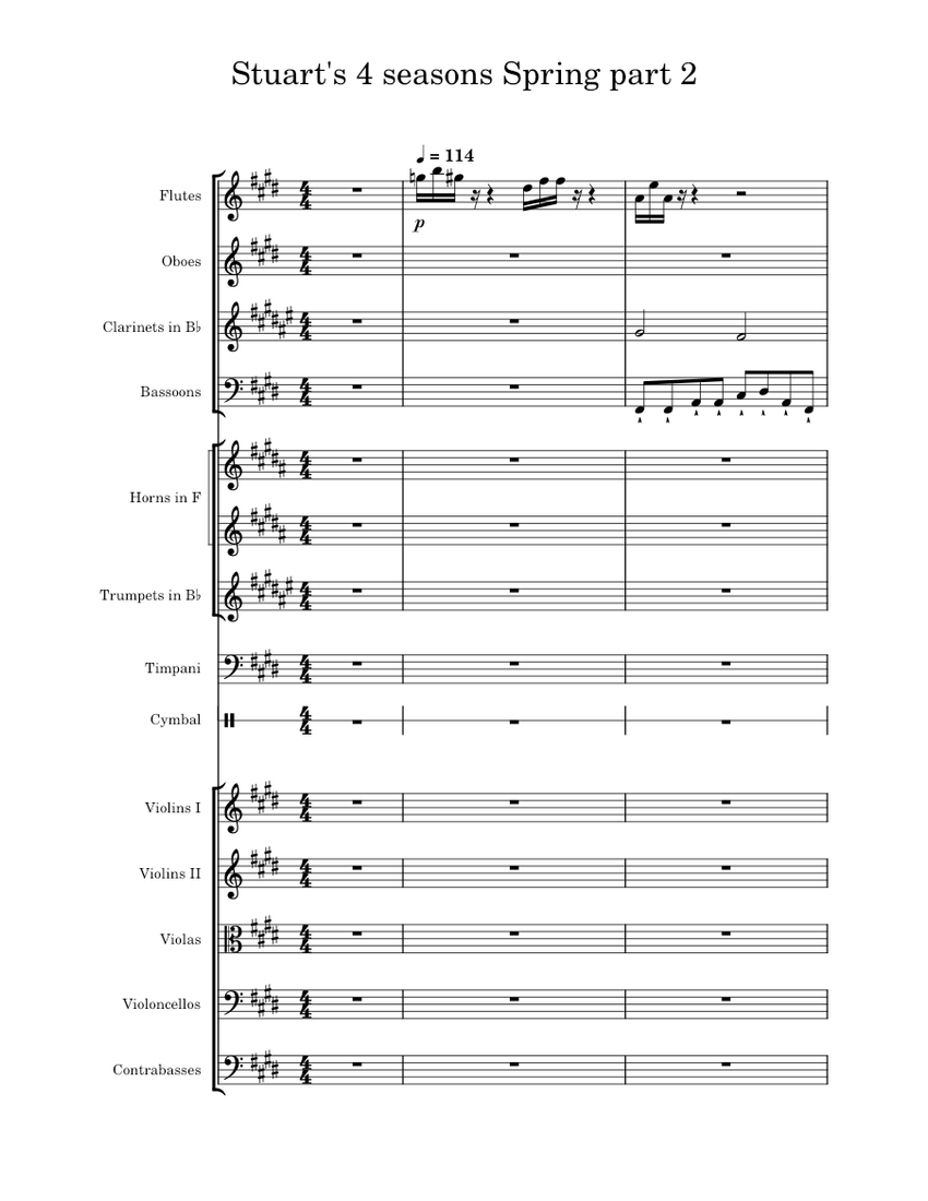 Stuart's 4 seasons Spring part 2 Sheet music for Flute, Oboe, Clarinet ...