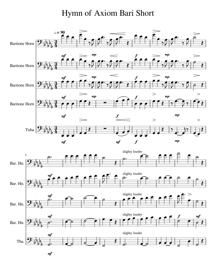 Hymn_of_Axiom_Bari_Short Sheet music for Tuba, Baritone horn (Mixed ...