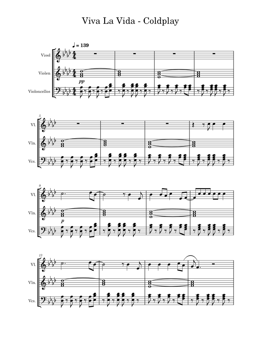 Viva la Vida – Coldplay Sheet music for Violin, Strings group (String ...