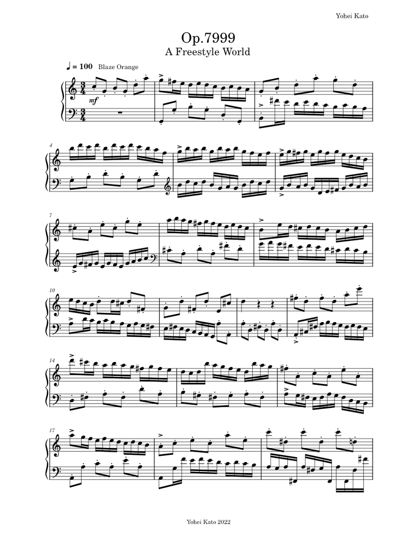 Op.7999 A Freestyle World Sheet music for Piano (Solo) | Musescore.com