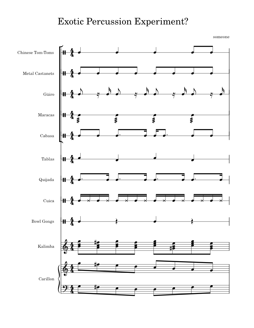 Exotic Percussion Experiment Sheet music for Drum group, Cabasa ...