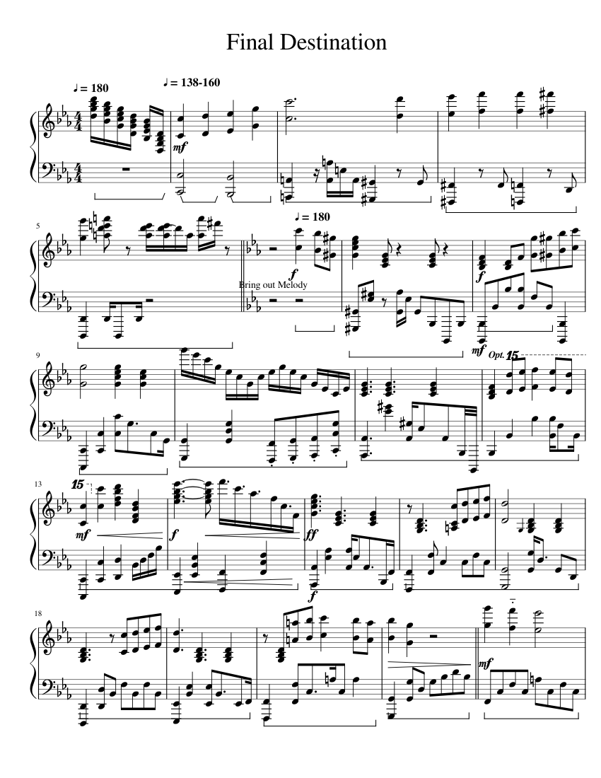 Final Destination (Piano Solo) Sheet music for Piano (Solo) | Musescore.com