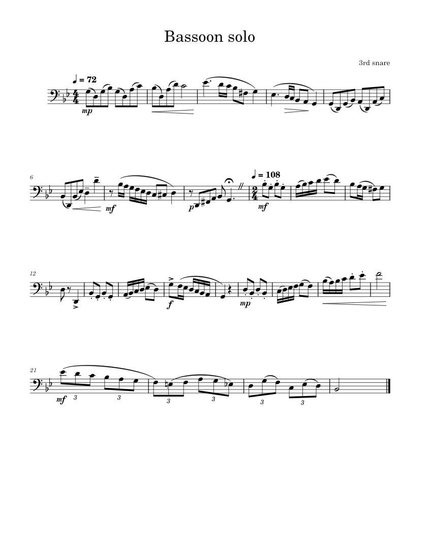 Bassoon- Audition Solo 2D Sheet Music for Bassoon (Solo) | MuseScore.com
