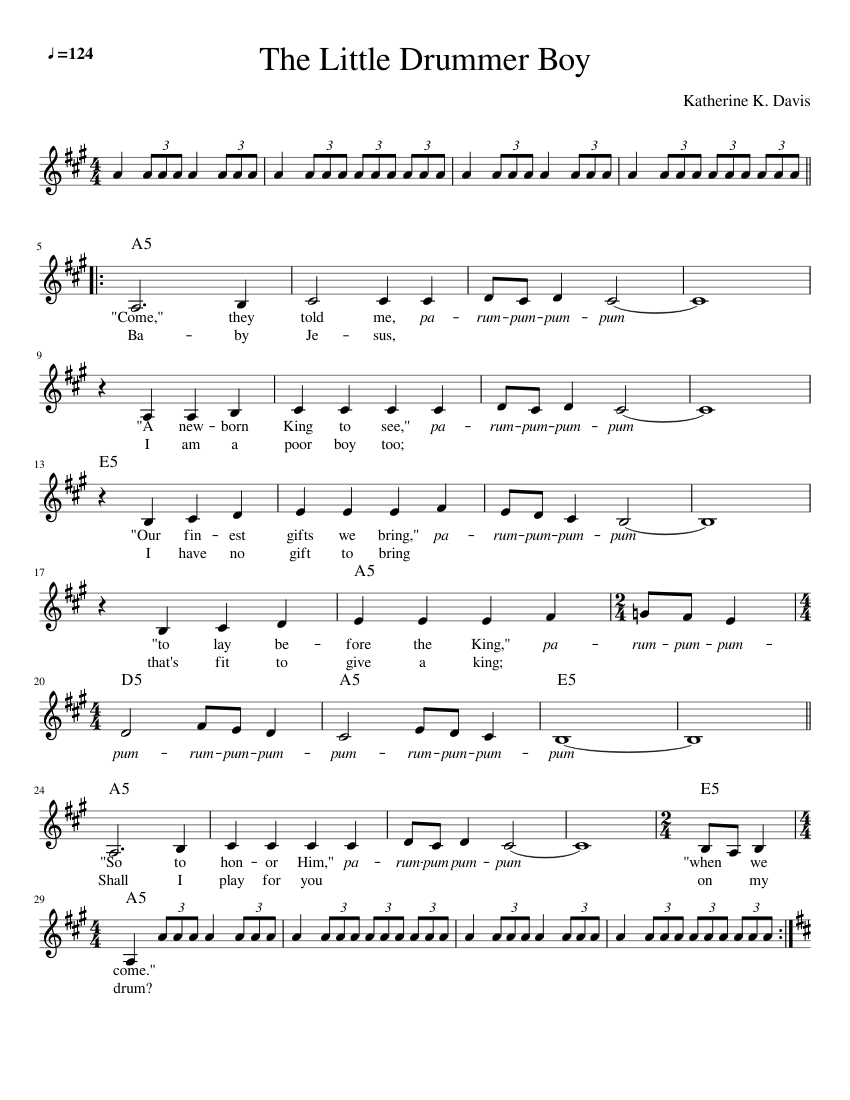 The Little Drummer Boy Sheet music for Piano (Solo) Easy | Musescore.com