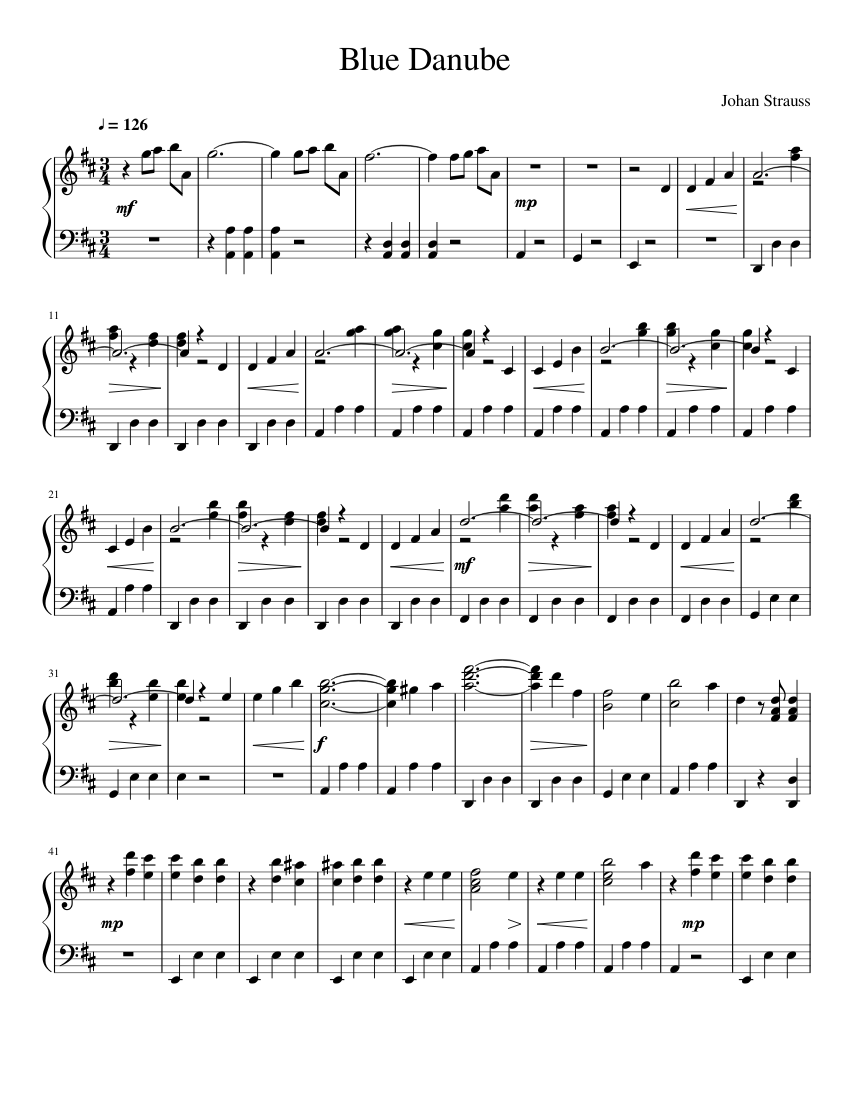 The Blue Danube Sheet Music for Piano (Solo) | MuseScore.com