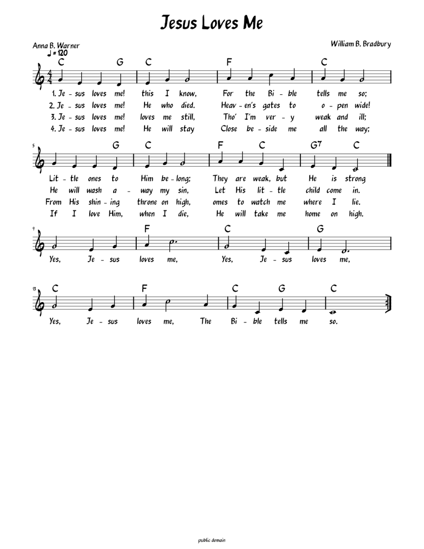 Jesus Loves Me (Lead sheet with lyrics ) Sheet Music with Chords for ...