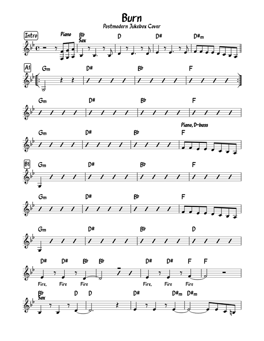 Burn_score - piano tutorial