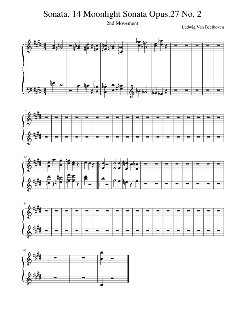 Sonata. 14 Moonlight Sonata Opus.27 No. 2 - piano tutorial