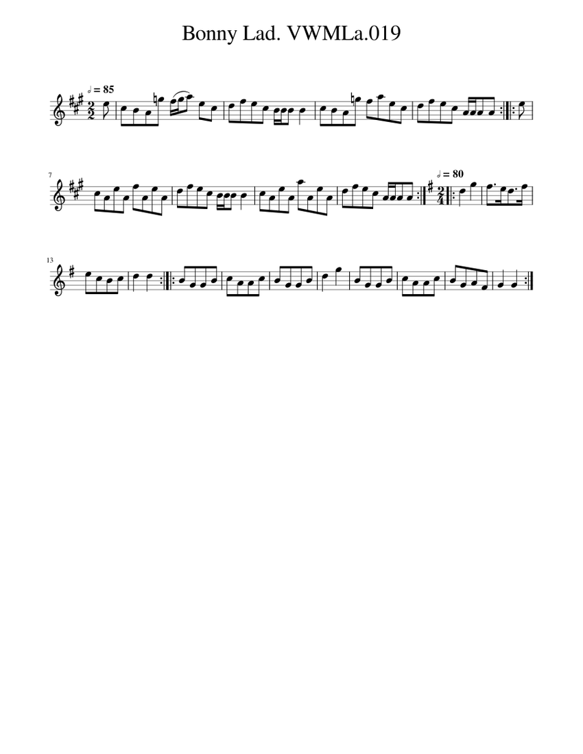 Bonny Lad. VWMLa.019 Sheet music for Piano (Solo) | Musescore.com