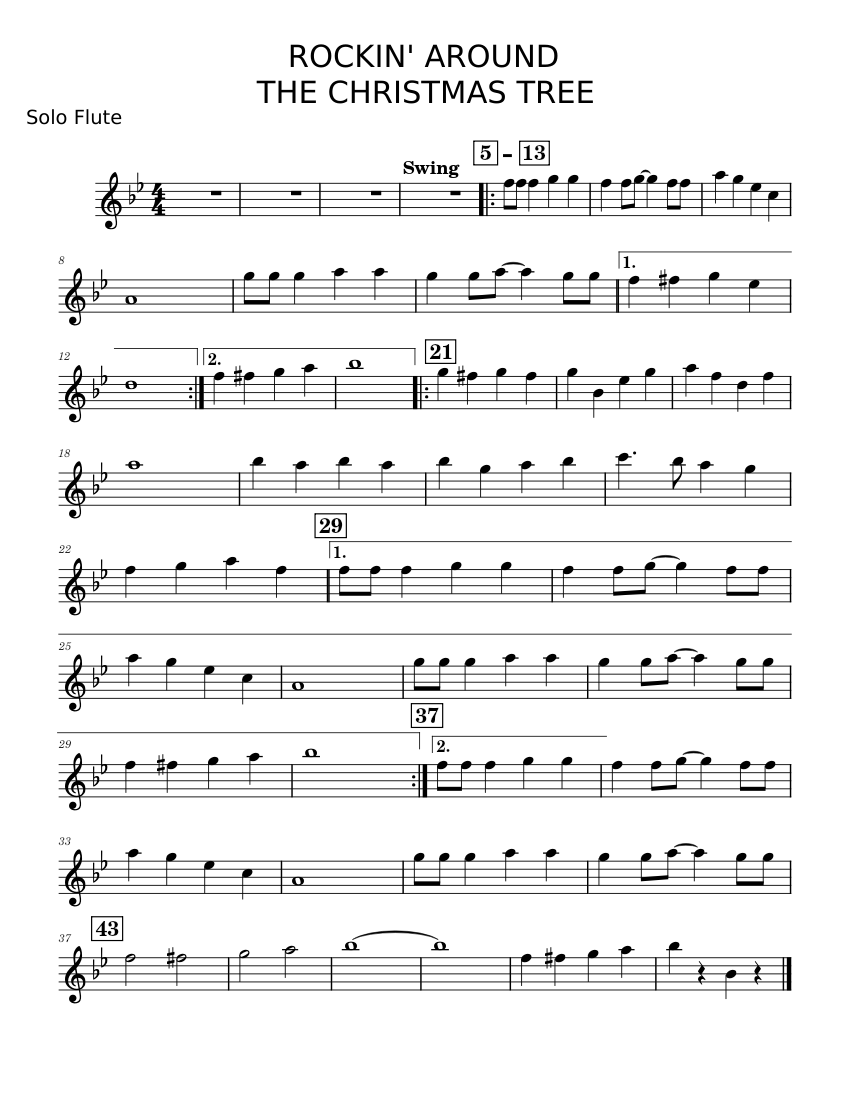 Rockin' Around the Christmas Tree – flute (practice tool) Sheet Music ...