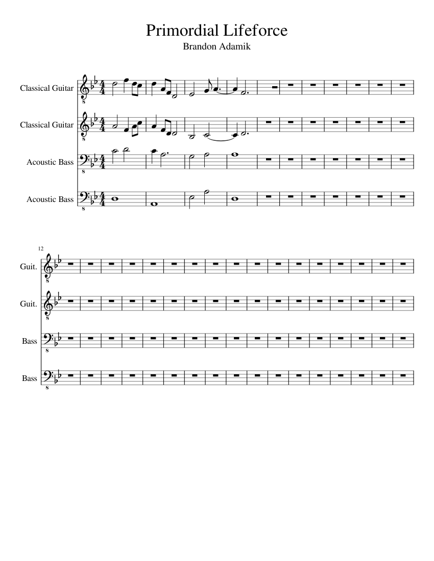 Primordial Lifeforce Sheet music for Guitar, Bass guitar (Mixed Quartet ...