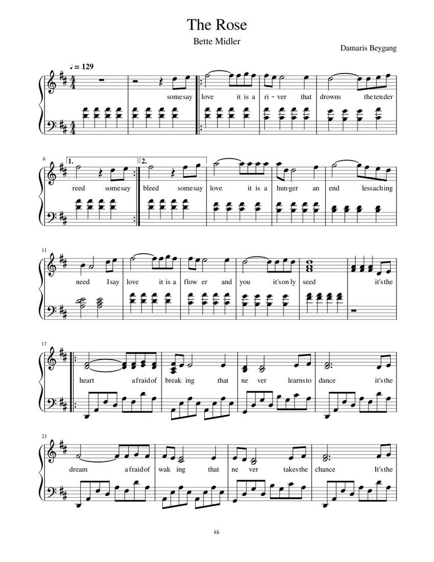 The_Rose Sheet Music for Piano (Solo) easy | MuseScore.com