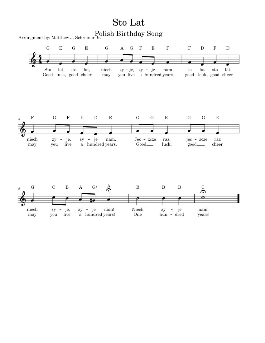 Sto lat – Misc Traditional Sto Lat Sheet music for Piano (Solo ...