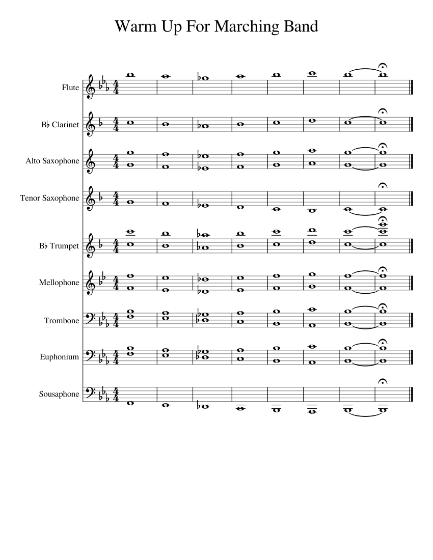Warm Up For Marching Band Sheet Music for Trombone, Euphonium ...