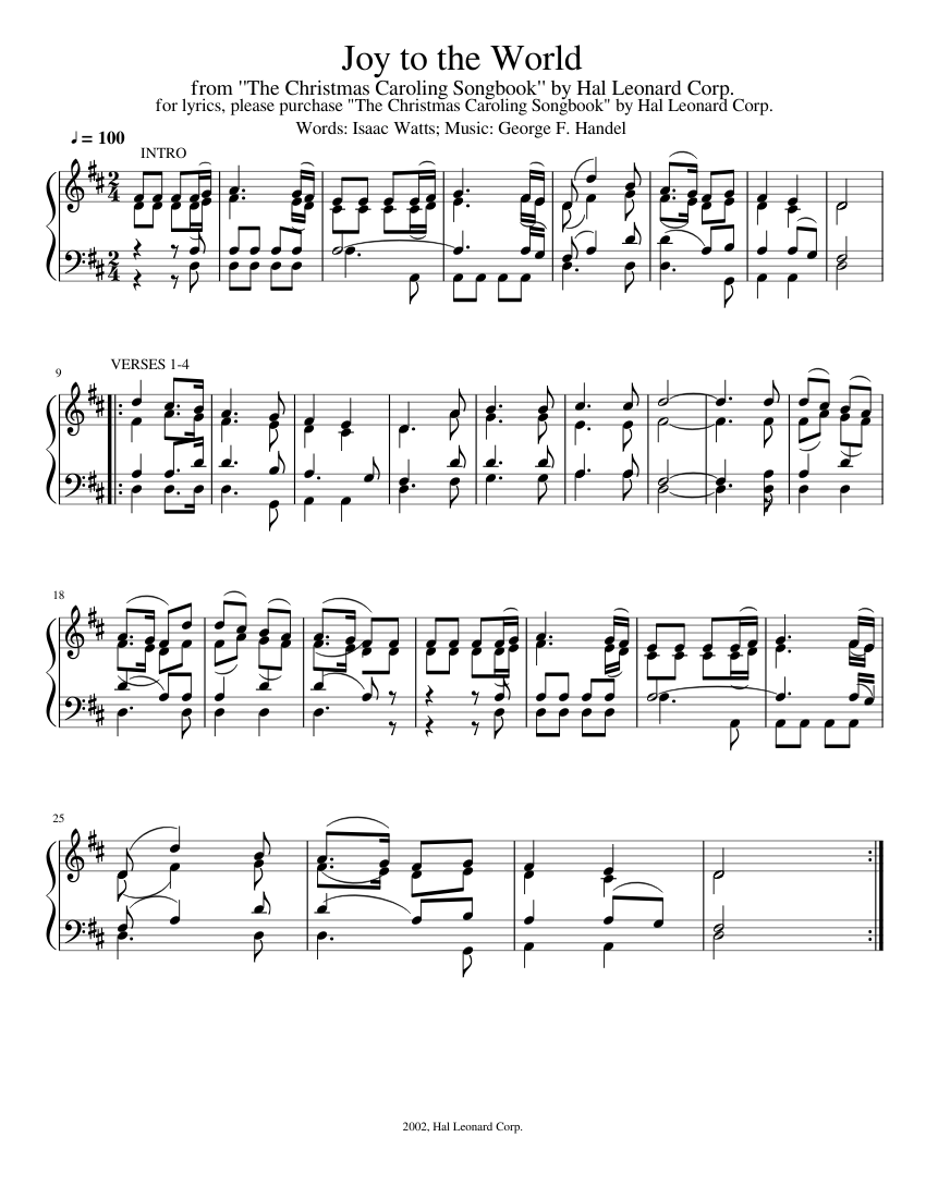 Joy to the World Sheet music for Piano (SATB) Easy | Musescore.com