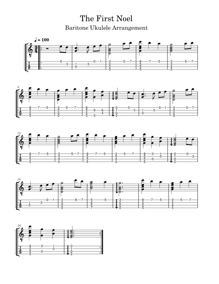 The First Noel – England Unknown Sheet Music for Ukulele (Solo ...