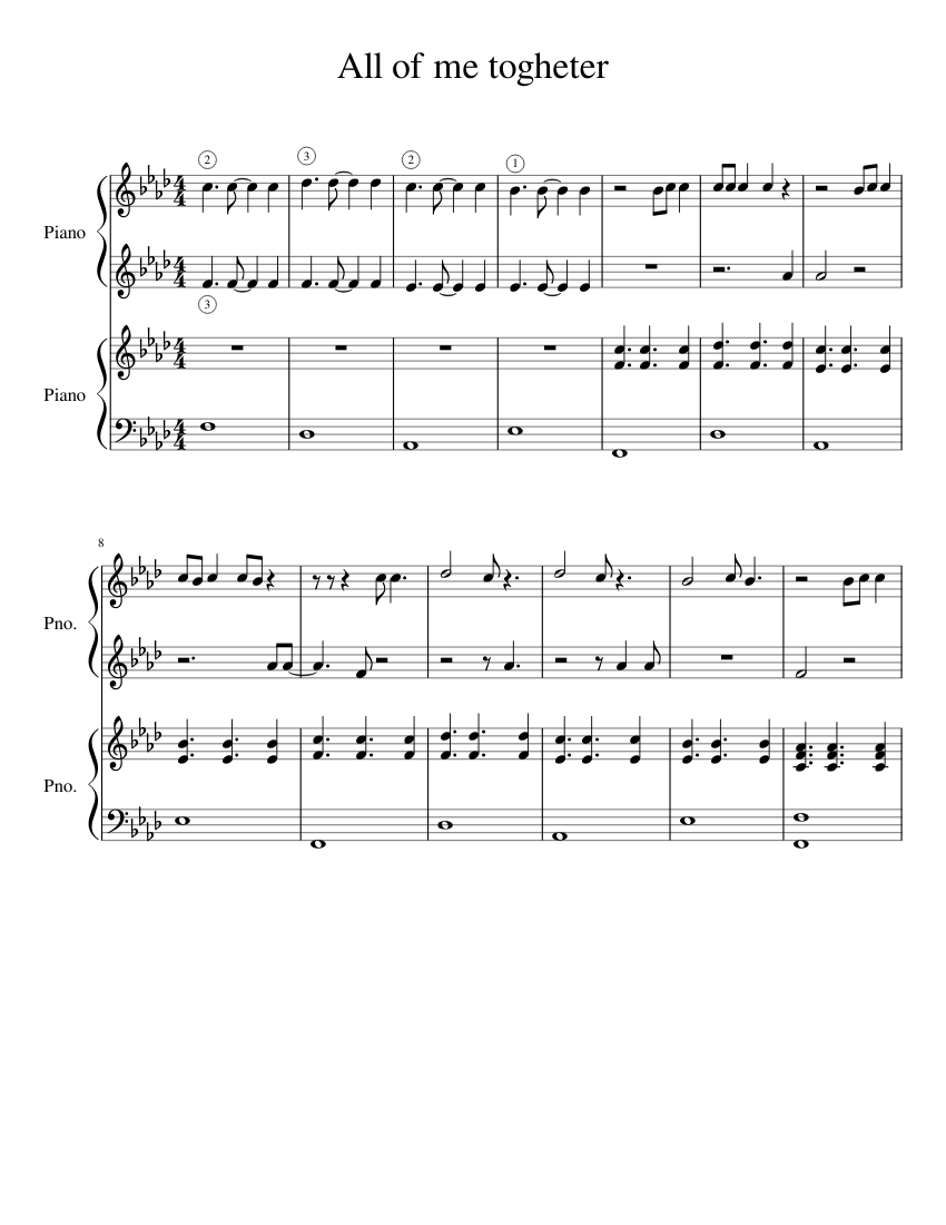 All of me four hands (Easy for the melody, intermediate for the ...