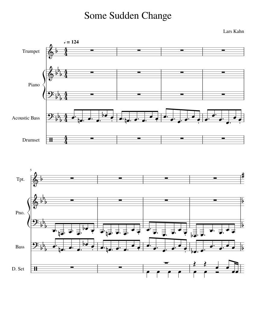 Some Sudden Change Sheet music for Piano, Bass guitar, Drum group ...