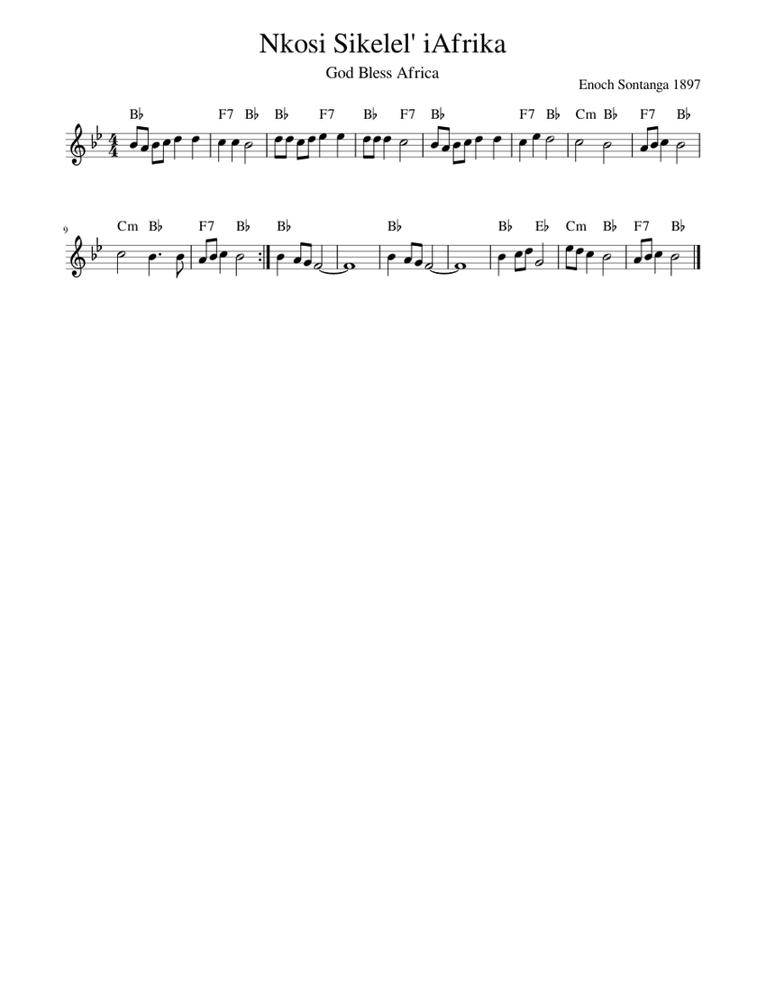 Enoch Sontanga - Nkosi Sikelel' iAfrika Sheet music for Piano (Solo ...