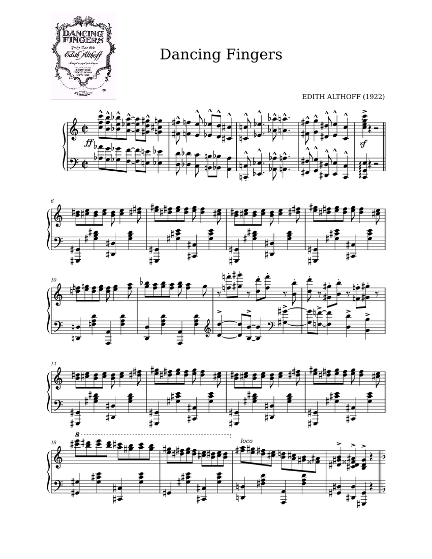 Dancing Fingers by Edith Althoff (1922) Sheet music for Piano (Solo ...
