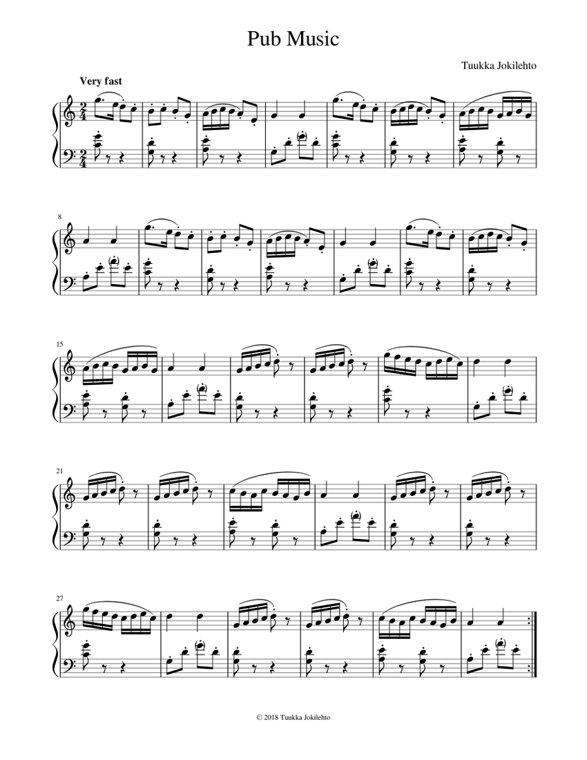 Pub Music Sheet music for Piano (Solo) Easy | Musescore.com