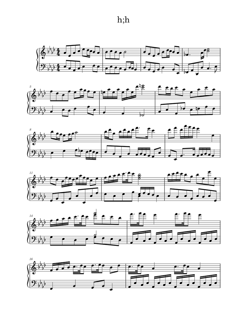 h;h Sheet music for Piano (Solo) | Musescore.com