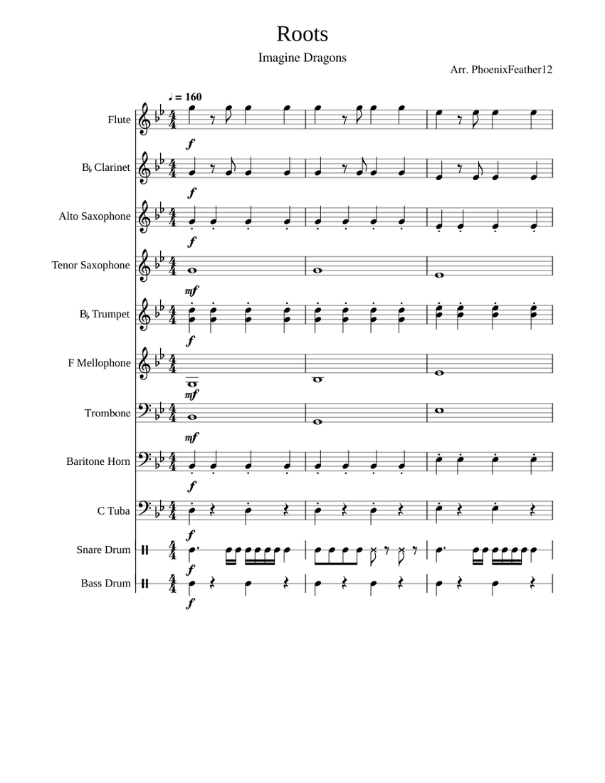 Roots (edited) Sheet music for Trombone, Tuba, Flute (Mixed Trio ...