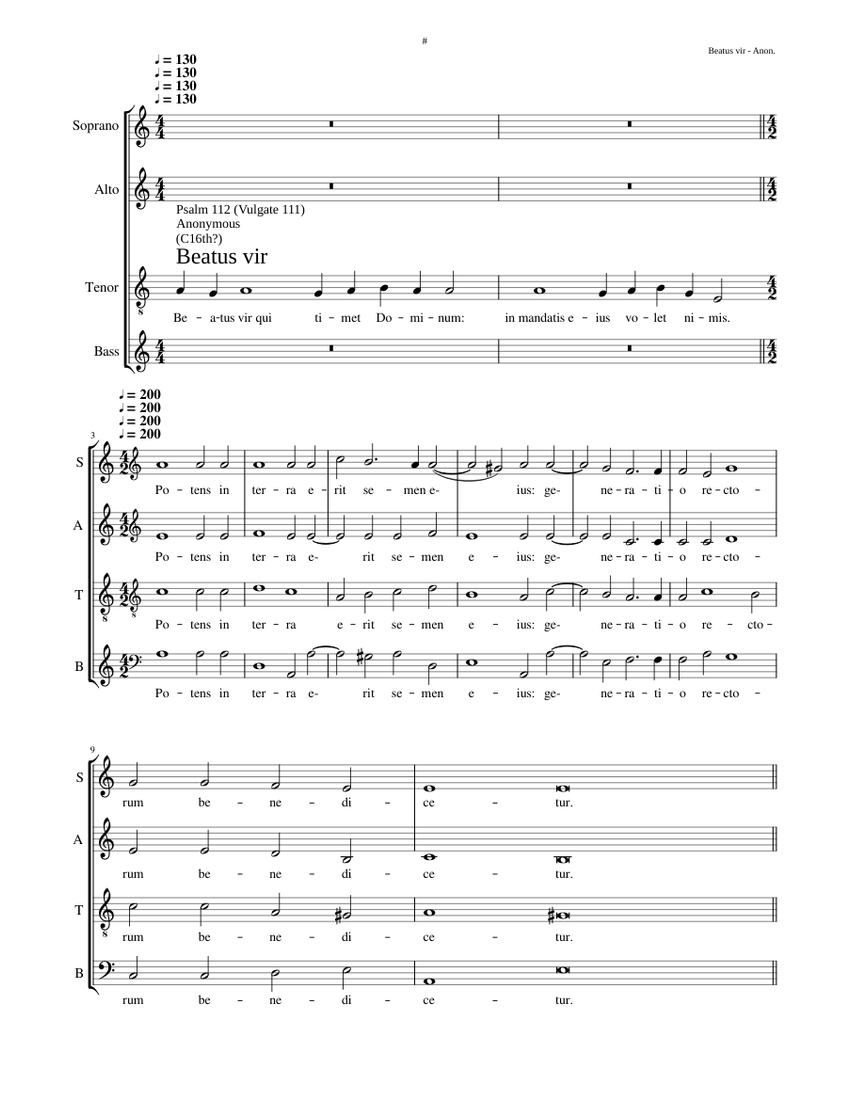 Beatus vir qui timet Sheet music for Bass guitar (Solo) | Musescore.com