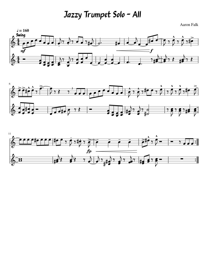 Jazzy Trumpet Solo Sheet music for Trumpet in b-flat (Solo) | Musescore.com