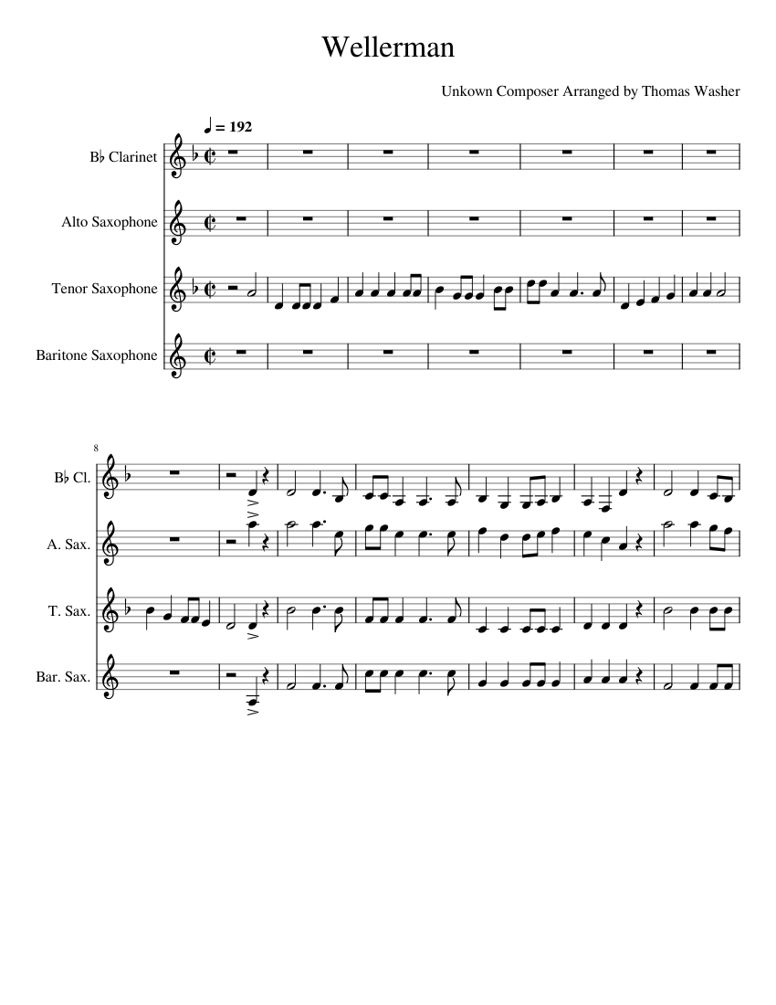 Wellerman – The Longest Johns Sheet Music for Clarinet in b-flat ...