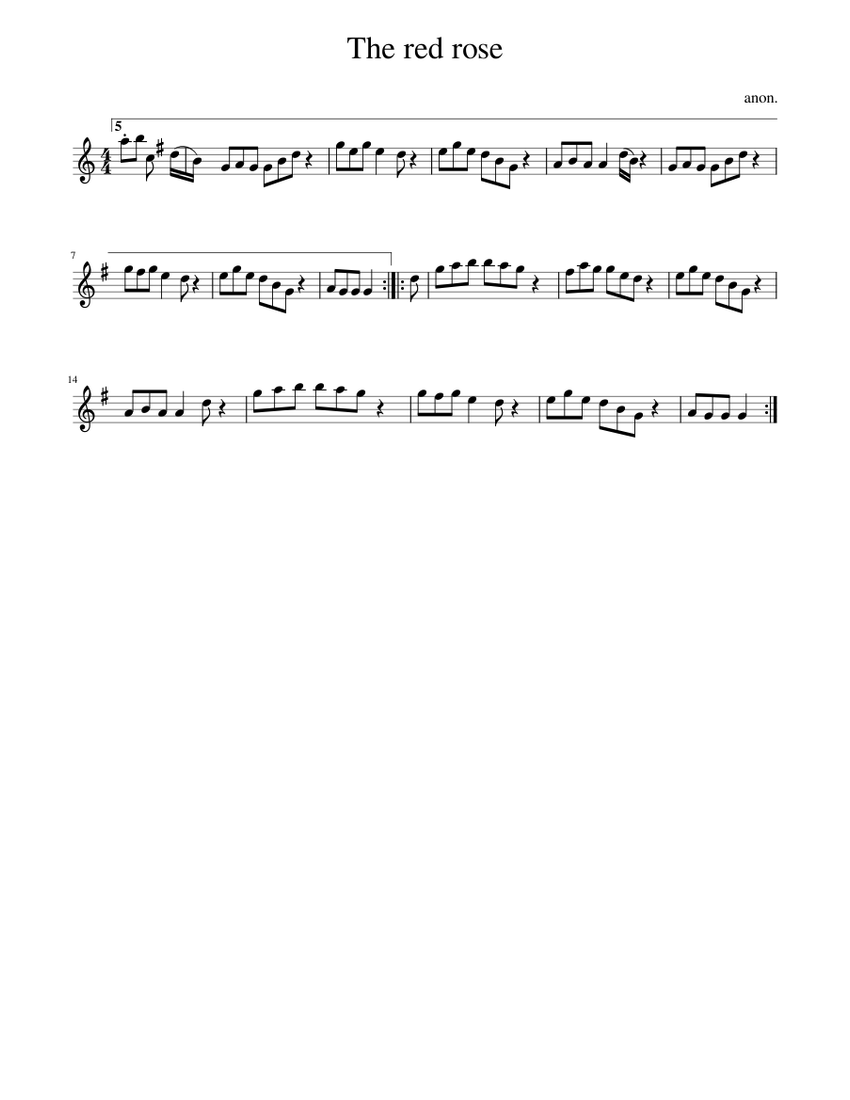 The red rose Sheet music for Piano (Solo) Easy | Musescore.com