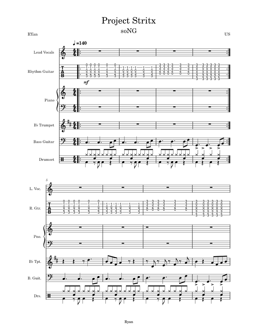 Project Strix Sheet music for Piano, Vocals, Trumpet in b-flat, Guitar & more instruments (Mixed ...