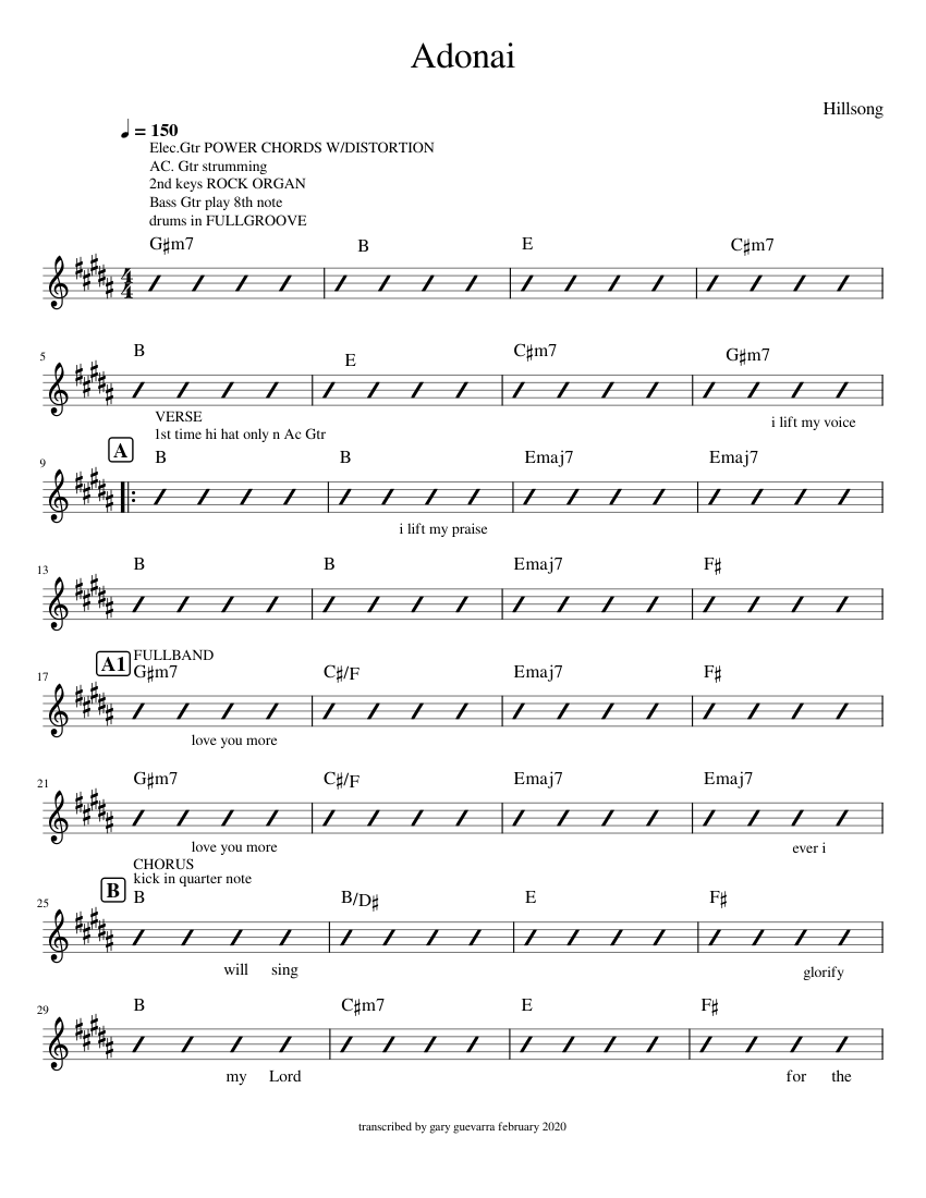 Adonai – Hillsong Worship Adonai-Hillsong leadsheet Sheet Music with ...