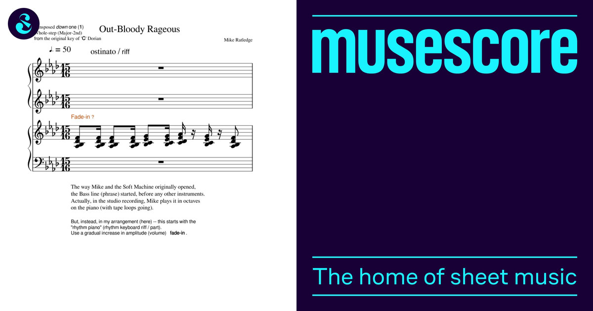Out-Bloody Rageous - Mike Ratledge in B-flat-dorian Sheet Music for ...