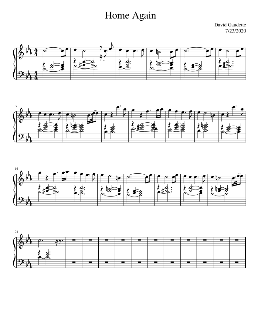 Home Again Sheet Music for Piano (Solo) easy | MuseScore.com