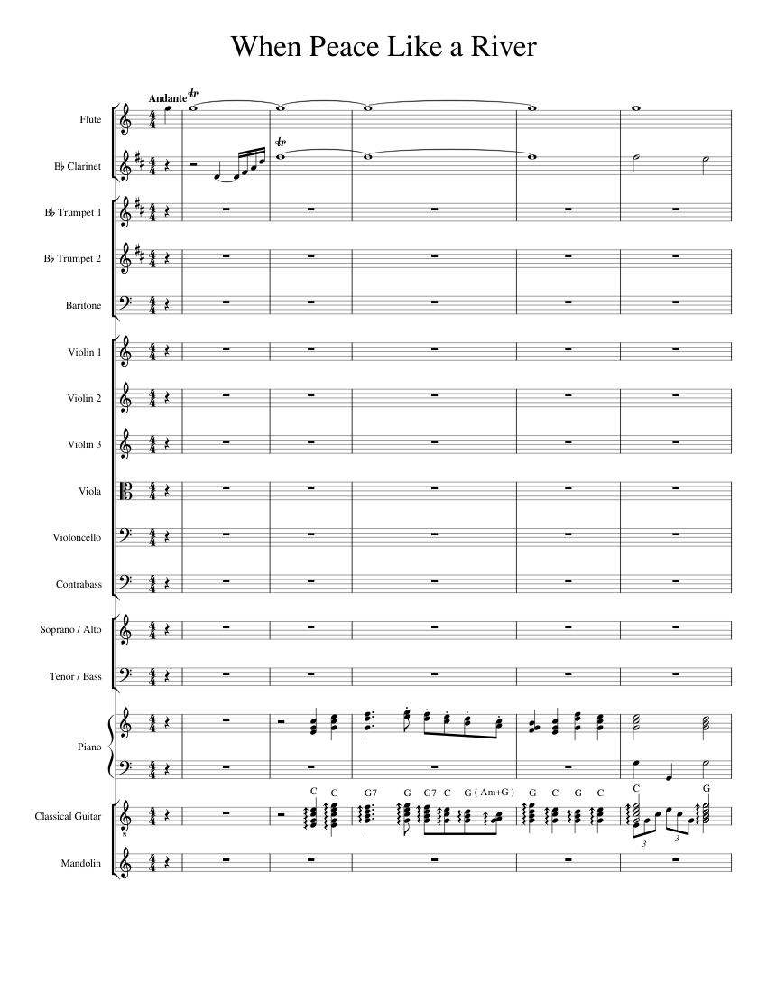 When Peace Like a River Sheet music for Piano, Trombone, Bass voice ...