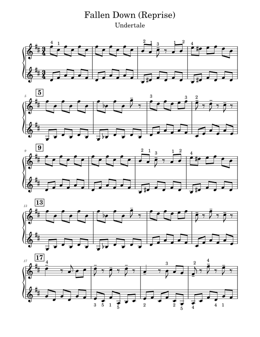 Fallen Down (Reprise) – Toby Fox Sheet music for Piano (Solo) | Musescore.com