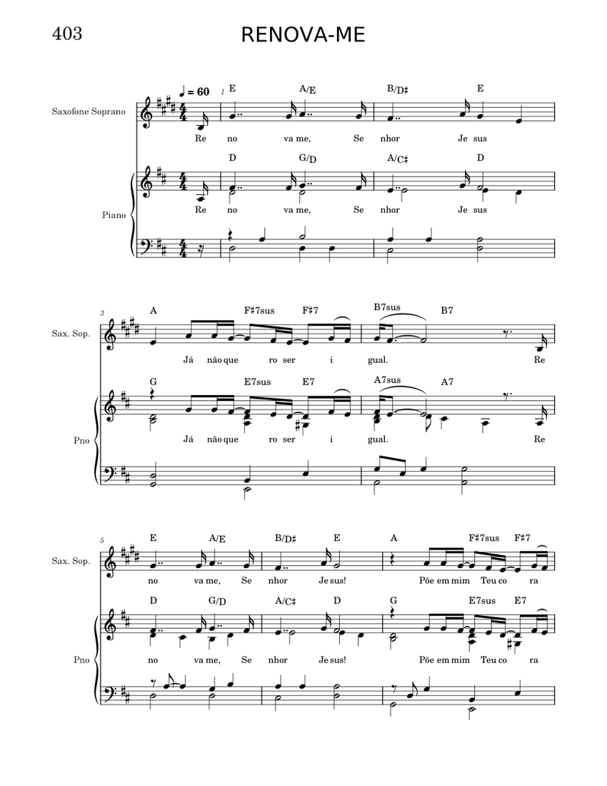 403 - RENOVA-ME Sheet music for Piano, Saxophone soprano (Solo ...