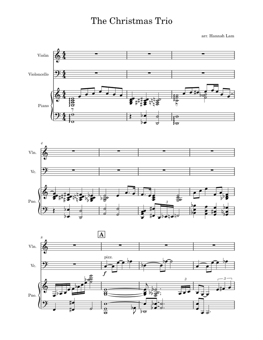 Christmas Medley for Piano Trio Sheet Music for Piano, Violin, Cello ...