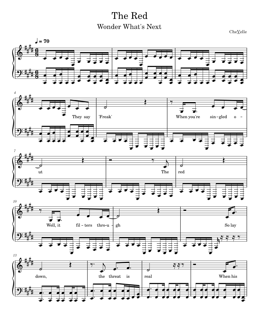 The Red - CheVelle Sheet Music for Piano (Solo) | MuseScore.com