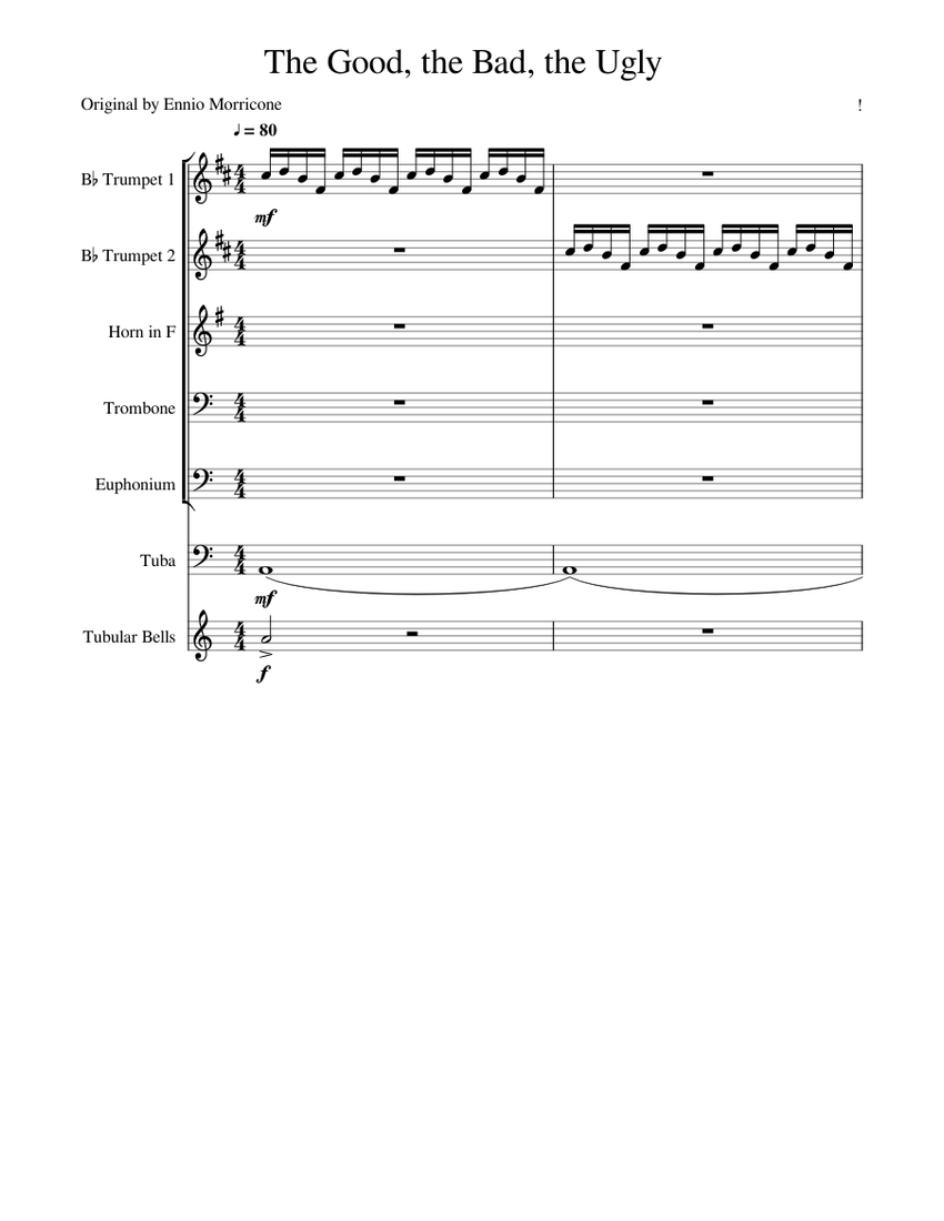 The Good, the Bad, the Ugly Sheet music for Trombone, Euphonium, Tuba ...