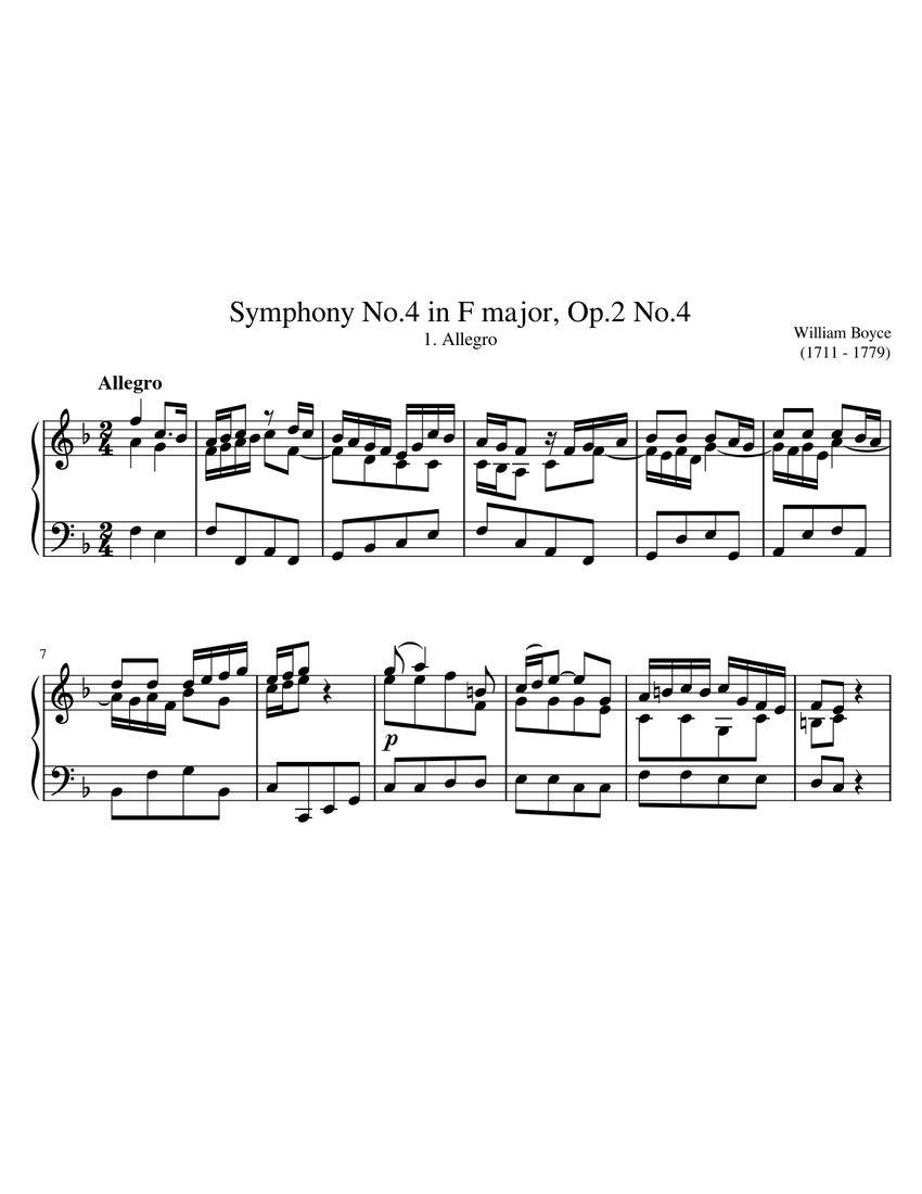 (1711 - 1779) William Boyce - Symphony No.4 in F major, Op.2 No.4 1 ...