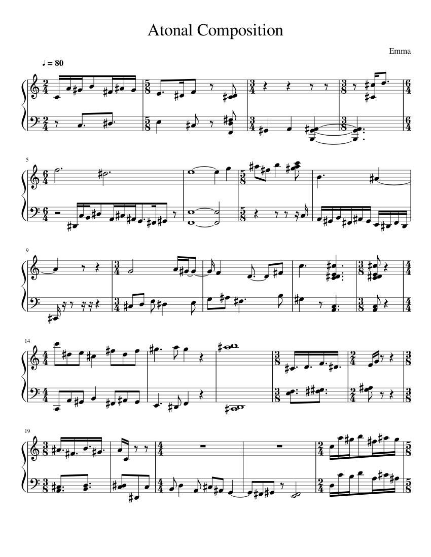 IB Music: Atonal Composition rough draft - piano tutorial